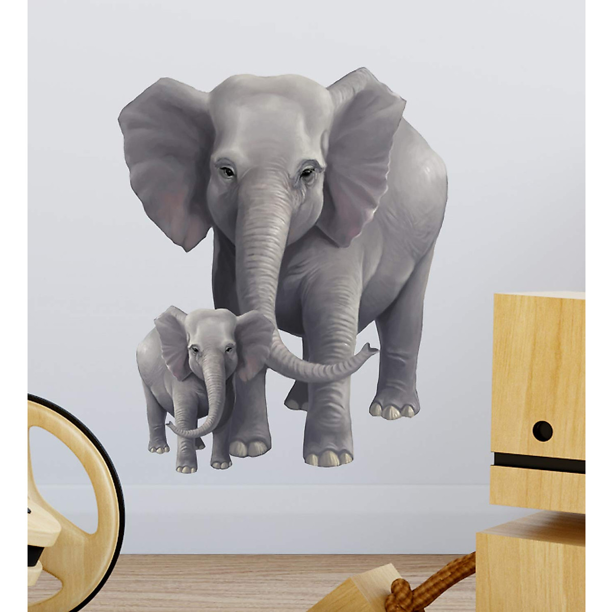 Jungle Animal Wall Decals for Kids Rooms Safari Decor Idea Lion Gorilla Koala Panda Vinyl Art Stickers Bedroom Toddlers Playroom Decoration Birthday Gift (Elephant)