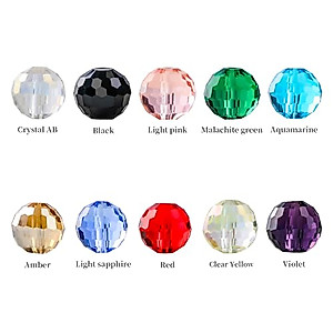 FZH 70 PCS Round Glass Crystal Beads, 12MM, 96cutting Surfaces, Faceted Rondelle Beads for Jewelry Making, DIY Craft