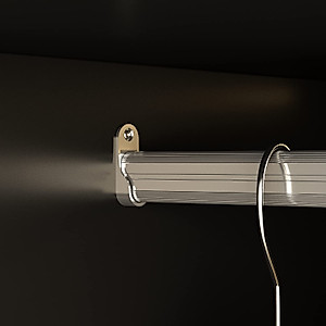 Hitow Wardrobe Cabinet with LED Light Strips, Armoire Closet with Glass Doors, Wooden Large Wardrobe with 5 Tiers Shelf & Hanging Rod, Modern Bedroom Armoire Clothes Organizer, Black 47.2" W