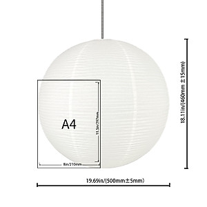 Henjjras White Round paper lamp shade 50cm(19Inch) Chinses Lantern Pendant Lamp Shade,Large Foldable Lampshade