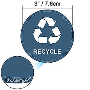 Wisdompro Recycle Sticker for Trash Can, 8 Pack of 3 inch Round Decal Logo Sign Self Adhesive Vinyl Labels for Home and Office Refuse Bin - Suitable for Indoor and Outdoor Use - Aquamarine, Gray