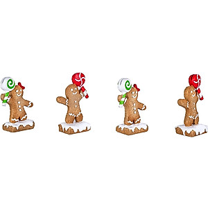 National Tree Company First Traditions Four Piece Gingerbread Cookie Card Holders, Brown, 3 in