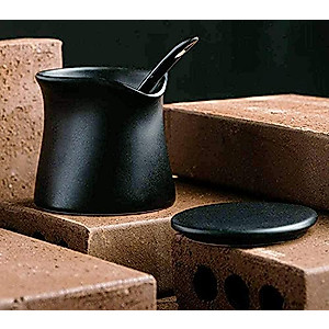 123Arts Multi Ceramic Creamer Pitcher,Sauce Pitcher,Sugar Bowl with Lid And Spoon,9oz