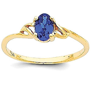 IceCarats 14K Yellow Gold Blue Sapphire Ring Gemstone Band September Birthstone Jewelry Size 7.00