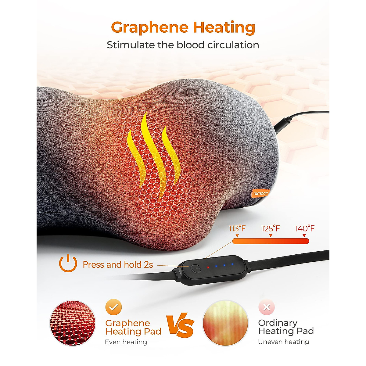 nimood Neck Stretcher, Cervical Neck Traction Device, Neck Hump Corrector with Graphene Heating, Neck and Shoulder Relaxer for TMJ Neck Pain Relief, Muscle Relax, Spine Alignment Relax Gifts for Bed