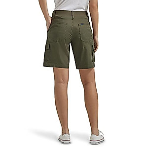 Lee Women's Flex-to-go Mid-Rise Relaxed Fit Cargo Bermuda Short, Frontier Olive