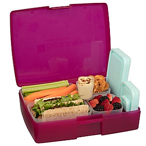 Bentology Bento Lunch Box Set w/ 5 Inner Removable Containers, Leak Proof, Food Prep & Snack Packing Compartments - Stackable, Microwave Safe Nesting Containers w Lids, Easy to Clean & Store