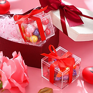 12 Pieces Clear Acrylic Plastic Square Cube Small Acrylic Box Acrylic Storage Containers with Lid Stackable Cube Containers Acrylic Container with Lid for Candy Jewelry Display (2.2 x 2.2 x 1.8 inch)