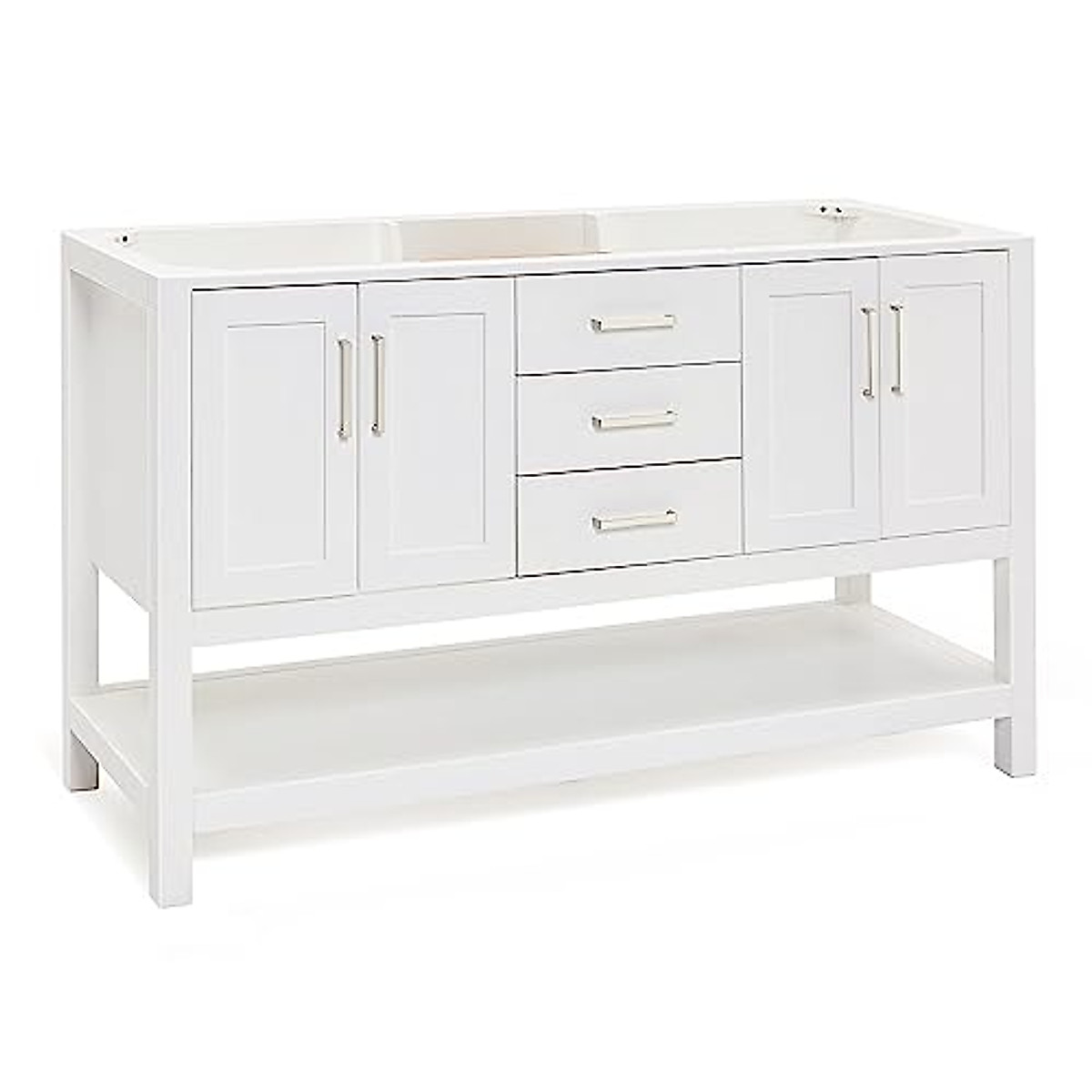 ARIEL Magnolia 60" Double Sink Base Cabinet in White