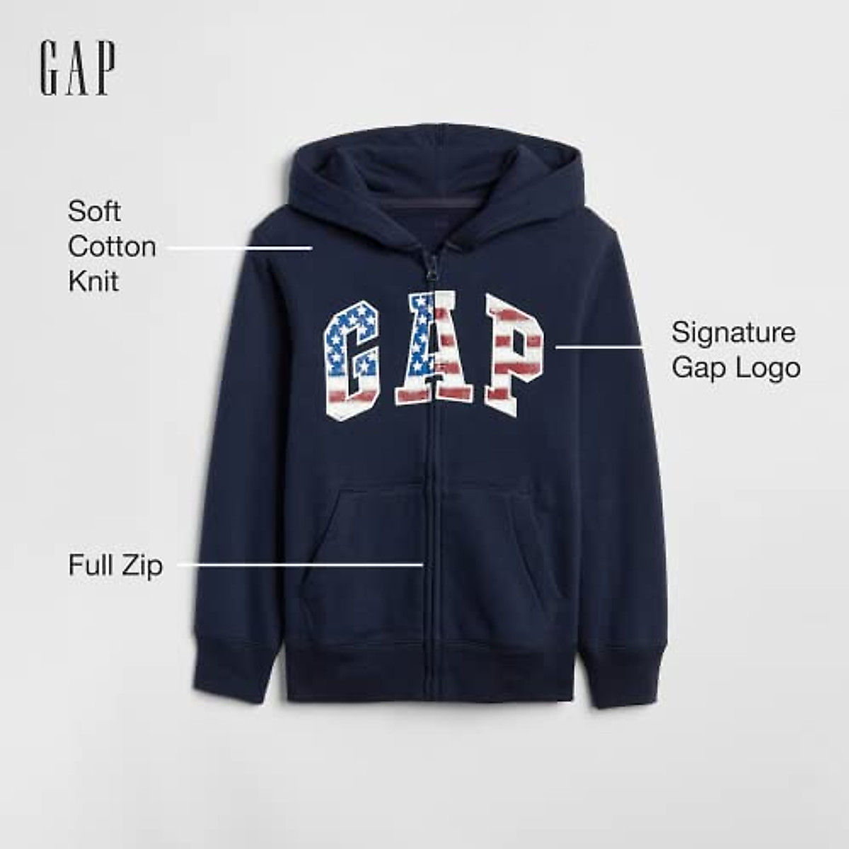 GAP Boys Logo Hoodie Sweatshirt, Blue Galaxy, Large US