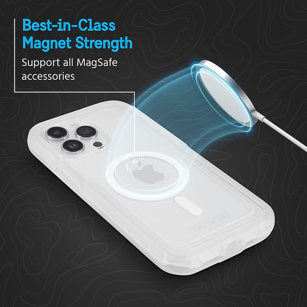 Pelican Voyager Series - iPhone 14 Pro Max Case 6.7" [Compatible with MagSafe] [Anti-Yellow] Magnetic Charging Phone Case With Belt Clip Holster Kickstand [18ft Military Grade Drop Protection] - Clear