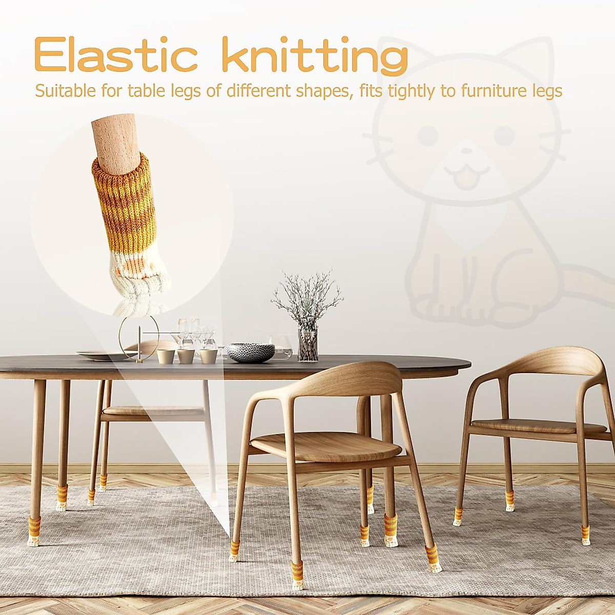 GETKEN 16 Pack Fabric Chair Socks, Chair Leg Caps Protectors for Hardwood Floors, Chair Leg Floor Protectors for Furniture Legs - 4 Sets Chair Leg Covers to Protect Floors