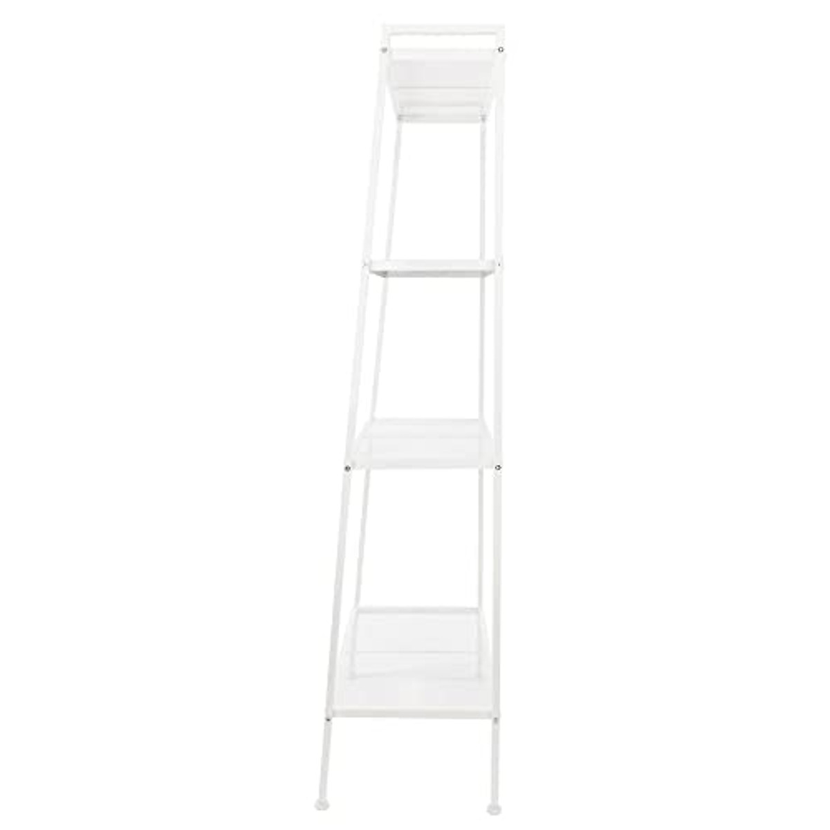 WEI WEI GLOBAL 4-Tier Ladder Shelf Bookcase - Metal Bookshelf - Open Shelf Display Rack Storage Organizer for Home, Office, Living Room, Bedroom, Kitchen, and Bathroom - White