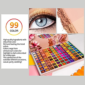 99 Colors Makeup Eyeshadow Palette, Professional Waterproof Matte Glitter Makeup Pallet Colorful Powder Rainbow Colors Eye Makeup Gift