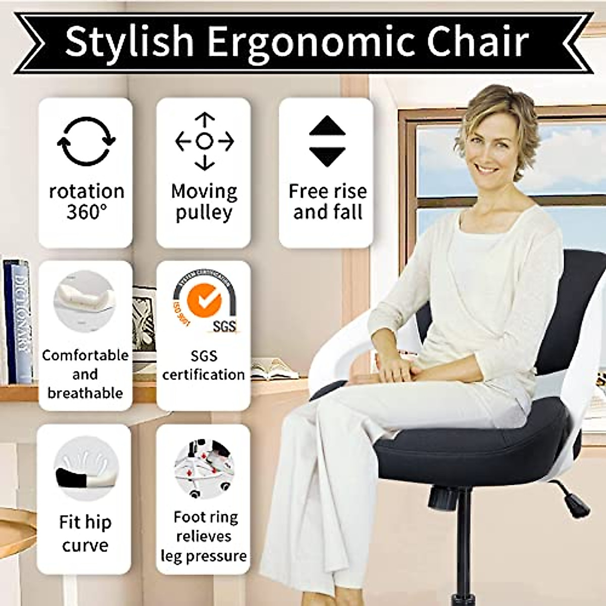 Tall Office Chair,Drafting Chair,Ergonomic Office Computer Desk Chair,Lumbar Support& Waist Support Function for Office &Home - Black