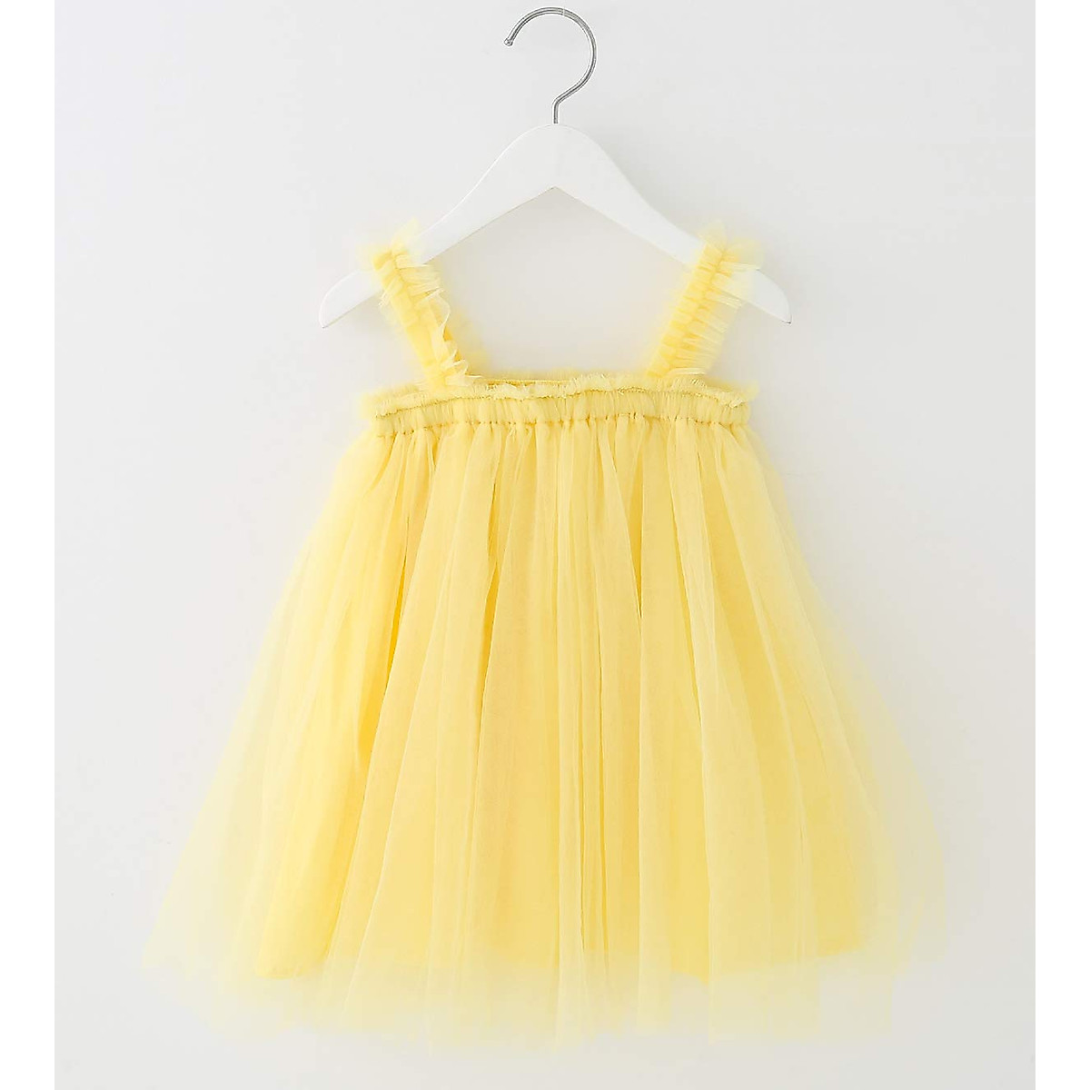 Ncycullo Baby Girls Tutu Dress Toddler Rainbow Tulle Dress Sleeveless Infant Sundress Princess Soft Pom Tutu Dresses 134 Yellow 90