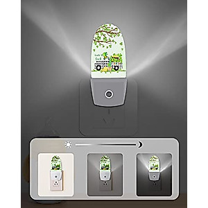 St. Patrick's Day Night Light, LED Plug in Night Light, Clover Tree Gnomes Gold Black White Checkered Truck Green Night Lights with Dusk to Dawn Sensor Kids/Adults Nightlight for Bedroom Bathroom