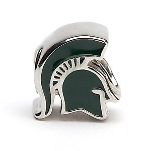 MSU Spartan Helmet Charm for Bracelets - Michigan State Spartans Charm - Hypoallergenic Stainless Steel Bracelet Beads - Michigan State Jewelr for Women
