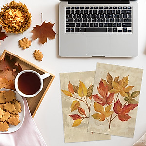 Whaline 32 Pack Fall Greeting Cards Retro Autumn Leaves Note Cards with Envelopes Stickers for Thanksgiving Harvest Wedding Birthday Baby Shower