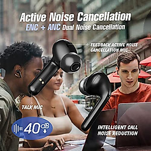 DUVOSS Bluetooth 5.3 Wireless Earbuds, Noise Cancelling Deep Bass Sound 49H Playtime Waterproof with Microphone in-Ear Stereo Headphones, Touch Bluetooth Sport & Gaming Ear Buds for iPhone Android PC