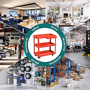 YITAHOME 3-Tier Tool Cart on Wheels, Rolling Metal Service Cart with Screwdriver Hanging Board & Storage Box, Heavy Duty Steel Utility Cart 400lbs Load Capacity for Mechanic Work Garage Warehouse Red