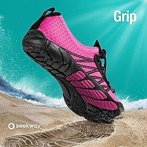 SEEKWAY Water Shoes Sports Quick-Dry Barefoot Aqua Beach Pool Lake Swim Boating Hiking Surfing Men Women Rose red SP001