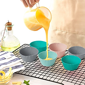 R HORSE 32Pcs Silicone Baking Cups Cupcake Liners Food Grade Silicone Baking Cups Non-Stick Cupcake Wrappers Washable Muffin Liners Reusable Silicone Cupcake Molds for Pan Oven Microwave Dishwasher