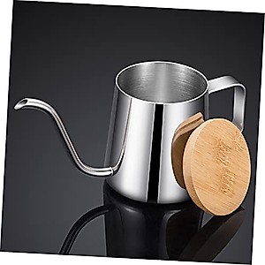 VINTORKY Coffee Pot Drip Kettle Stove Espresso Maker Espresso Coffee Machine Mini Teapot Stovetop Espresso Narrow Spout Pot Pouring Kettle Espresso Machine Stainless Steel Silver