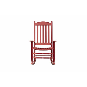 D&F Design Outdoor Rocking Rocker, Wood Rocking Chair with High Back and Curved Seat, UV Treated (Red), Outdoor and Indoor use