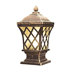 European Vintage Outdoor Glass Lantern Street Light Garden IP55 Rated Bollard Lamp Post Light Traditional E27 Bollard Pathway Villa Courtyard Patio Porch Landscape Pathway Lighting Decor