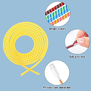 Frienda 15 Pcs Spiral Cable Protector Colorful PVC Spiral Phone Charger Headphone Cable Saver for USB Data Wire, Prevent Pets(45.3 Inch)