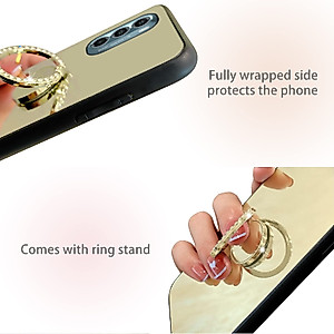 for Moto G Stylus 5G 2022 Case for Girls Women Mirror Make up Luxury Stylish Slim Shockproof Drop Protection Cover with Ring Kickstand for Stylus 5G 2022 (Mirror Gold)