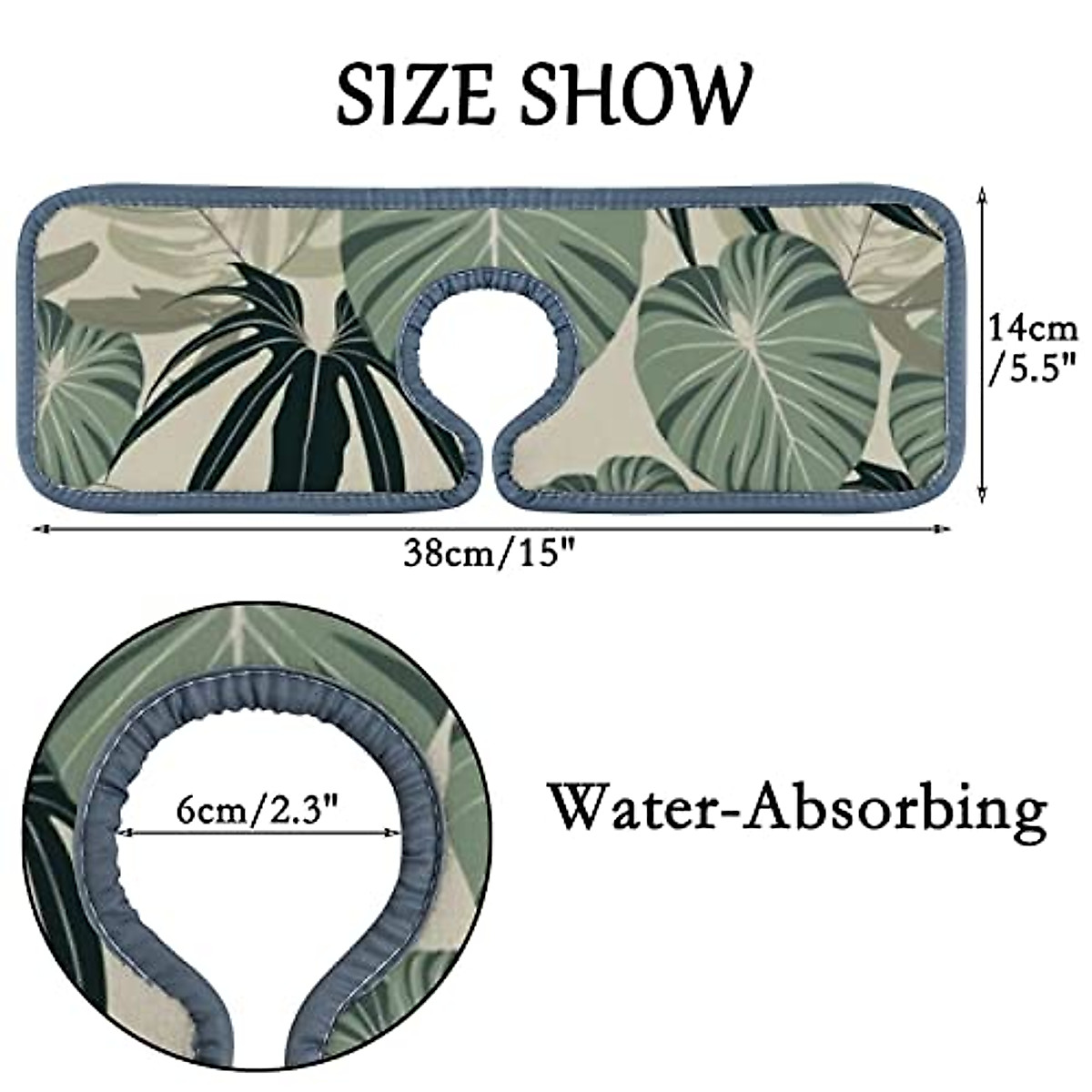 Kitchen Faucet Absorbent Mat 3 Pieces Tropical Exotic Leaves and Plants Faucet Sink Splash Guard Bathroom Counter and RV,Faucet Counter Sink Water Stains Preventer
