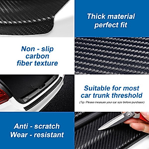 Moteloor Black Carbon Fiber Textured Leather Sticker for The Threshold bar Outside The car Boot, Anti-Scratch Strip Anti-Kick Film Protective pad for The Rear Guard（35.43 * 3.15 in）