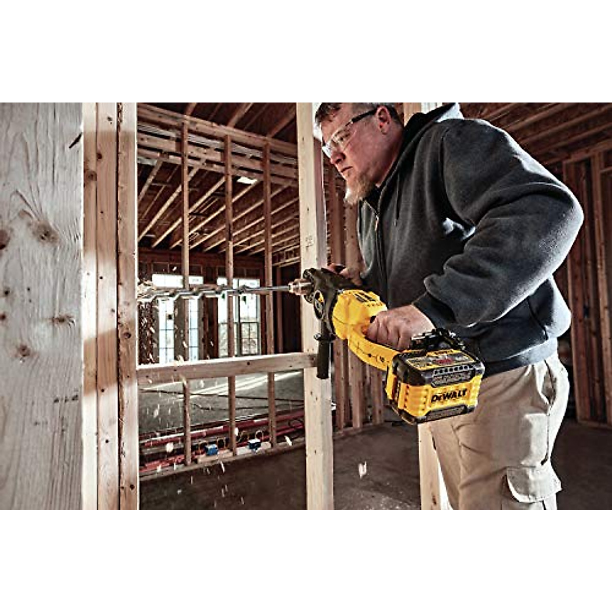 DEWALT 60V MAX* Right Angle Drill with E-Clutch System Kit, In-Line Stud/Joist (DCD470X1)