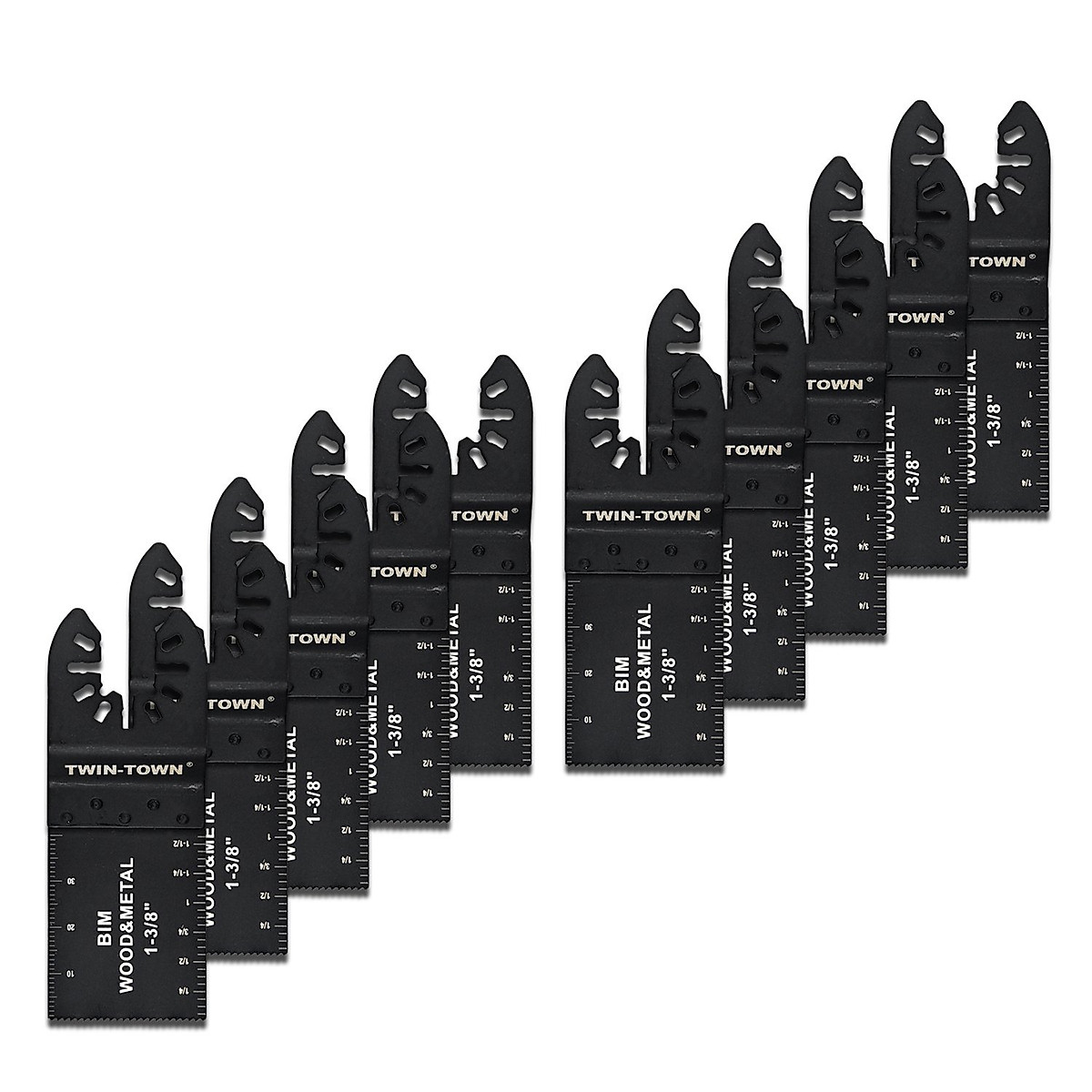 TWIN-TOWN 10PCS Wood/Metal Bi-Metal Oscillating Multitool Quick Release Oscillating Saw Blades Fits Fein Multimaster, Porter Cable, Black&Decker, Bosch Craftsman, Ridgid, Makita, Milwaukee, Dewalt
