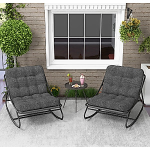 Grand patio 3-Piece Rocking Chairs Set, Outdoor Rocking Chairs with Thicken Padded Cushions Small Side Table, Great for Patio Deck Front Porch