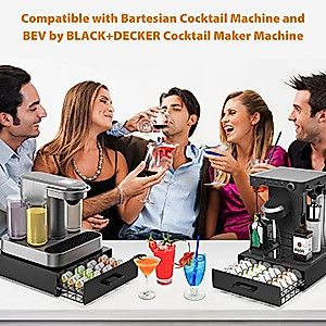 Storage Drawer for Bartesian Pods, ZECENN Cocktail Pod Holder for Bartesian Capsules Compatible with Bev by BLACK+DECKER Cocktail Machine, Hold 36 Pods, Countertop Organizer Bar Accessories- Black