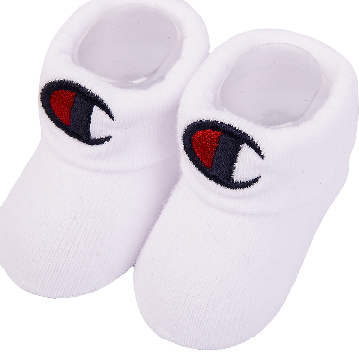 Champion Unisex Baby 3-PC Box Set Includes an Infant Body Suit, a Bib Or Hat & Pair of Booties in Colors and Size 0-6M, All Over C-White 100, 0-6