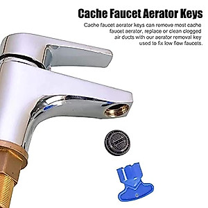 5 pcs/Set Blue 2.2GPM Cache Faucet Aerator Key with 5 Pieces Faucet Aerator Removal Wrench Tool Practical Design, as shown