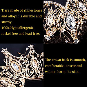 COCIDE Gold Crown for Women Baroque Queen Crown and Tiara for Girls Crystal Headband Mermaid Crown Princess Hair Accessories for Bride Birthday Party Bridesmaids Halloween Costume Cosplay