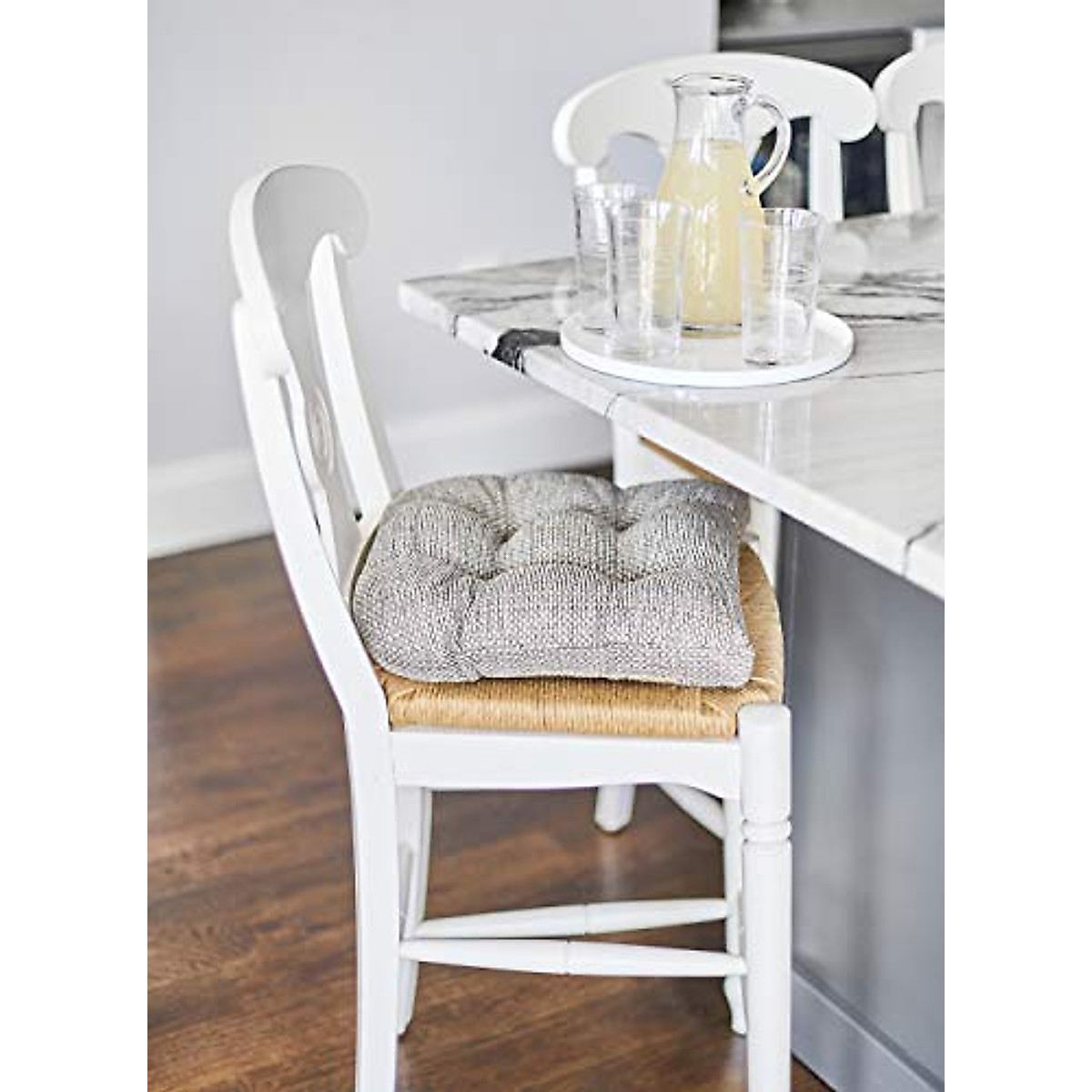 Klear Vu Tyson Gripper Universal Non-Slip Chair Cushions for Dining Room, Kitchen and Office Use, U-Shaped Skid-Proof Overstuffed Seat Pad, 15x15 Inches, 2 Count (Pack of 1), Natural