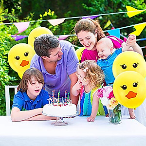 60 Pieces Yellow Duck Latex Balloons Cartoon Duck Printed Balloons Cute Duck Face Latex Balloons for Wedding Birthday Party Baby Shower Classroom Decoration, 12 Inches