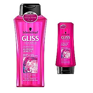 Schwarzkopf Gliss SUPREME LENGTH Shampoo 400ml + Conditioner 200ml Set for Long Hair