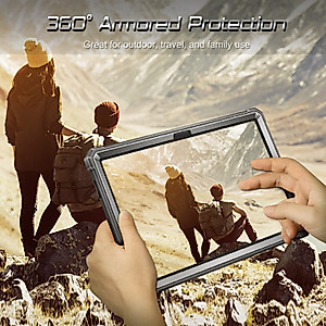 Fintie Shockproof Case for Samsung Galaxy Tab A8 10.5 Inch 2022 Model (SM-X200/X205/X207), Tuatara Rugged Unibody Hybrid Full Protective Bumper Kickstand Cover w/Built-in Screen Protector, Black