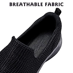 Womens Walking Shoes Breathable Mesh Loafers Lightweight Slip-on Sneakers Non Slip Casual Shoes, All Black, Size 8