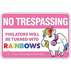 Venicor Unicorn Sign - 8 x 12 Inches - Aluminum - Cute Unicorn Gift - Unicorn Poster for Girls Room Door Wall Decor Bedroom Pictures Wallpaper