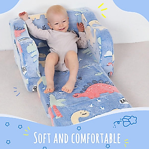 Thick Comfy Toddler Chair and Couch for Kids,2-in-1 Soft Plush Fold Out Sofa for Children,Convertible Couch to Lounger for Toddler