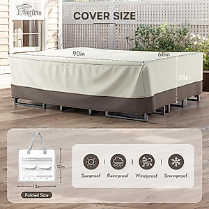 Outdoor Furniture Covers for 5 Pieces Set - Waterproof 600D Oxford Fabric Cover for 5 PCS Patio Sets Wicker Metal Couch Rocking Glider Swivel Chairs Ottoman Sectional Sofa Dining Chair – L/Beige Brown