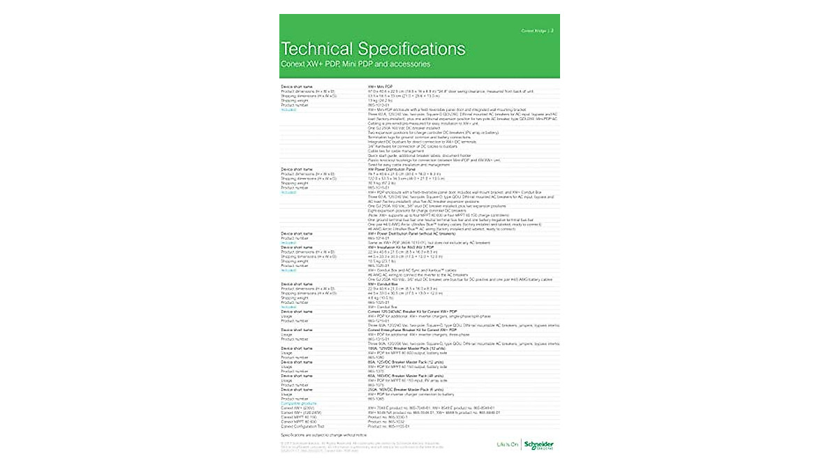 Schneider XW Plus Power Distribution Panel PDP - Integrate Your System